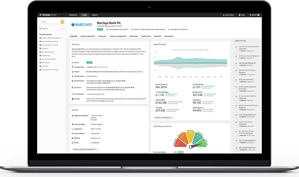 Business Information for Corporate Risk, B2B Marketing & Sales - Endole